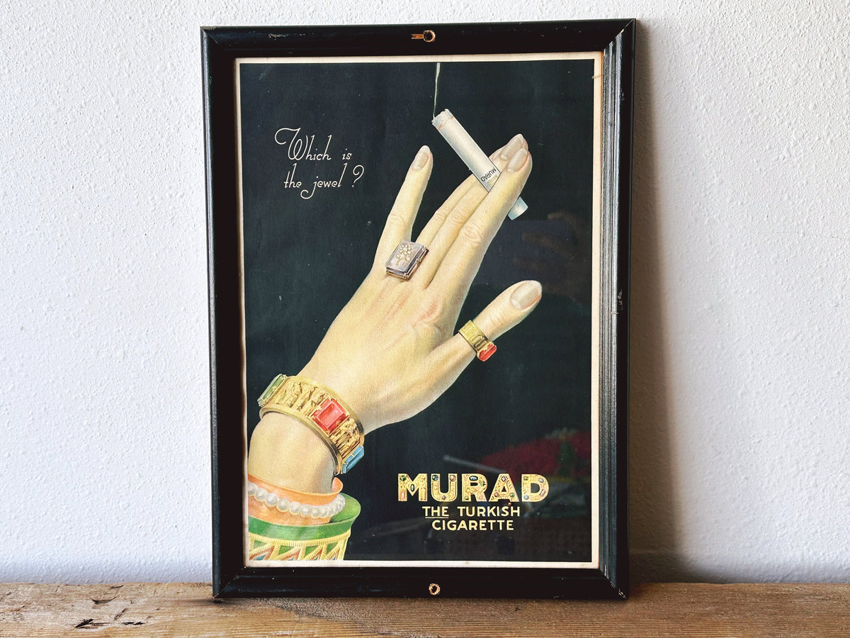 Antique Murad Turkish Cigarettes Advertising Poster in Wooden Frame ...